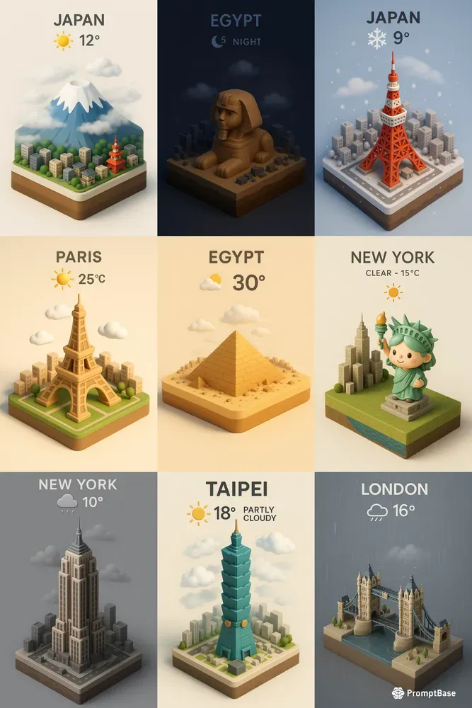 City Models 3D Weather Maps ChatGPT Image Prompt | PromptBase