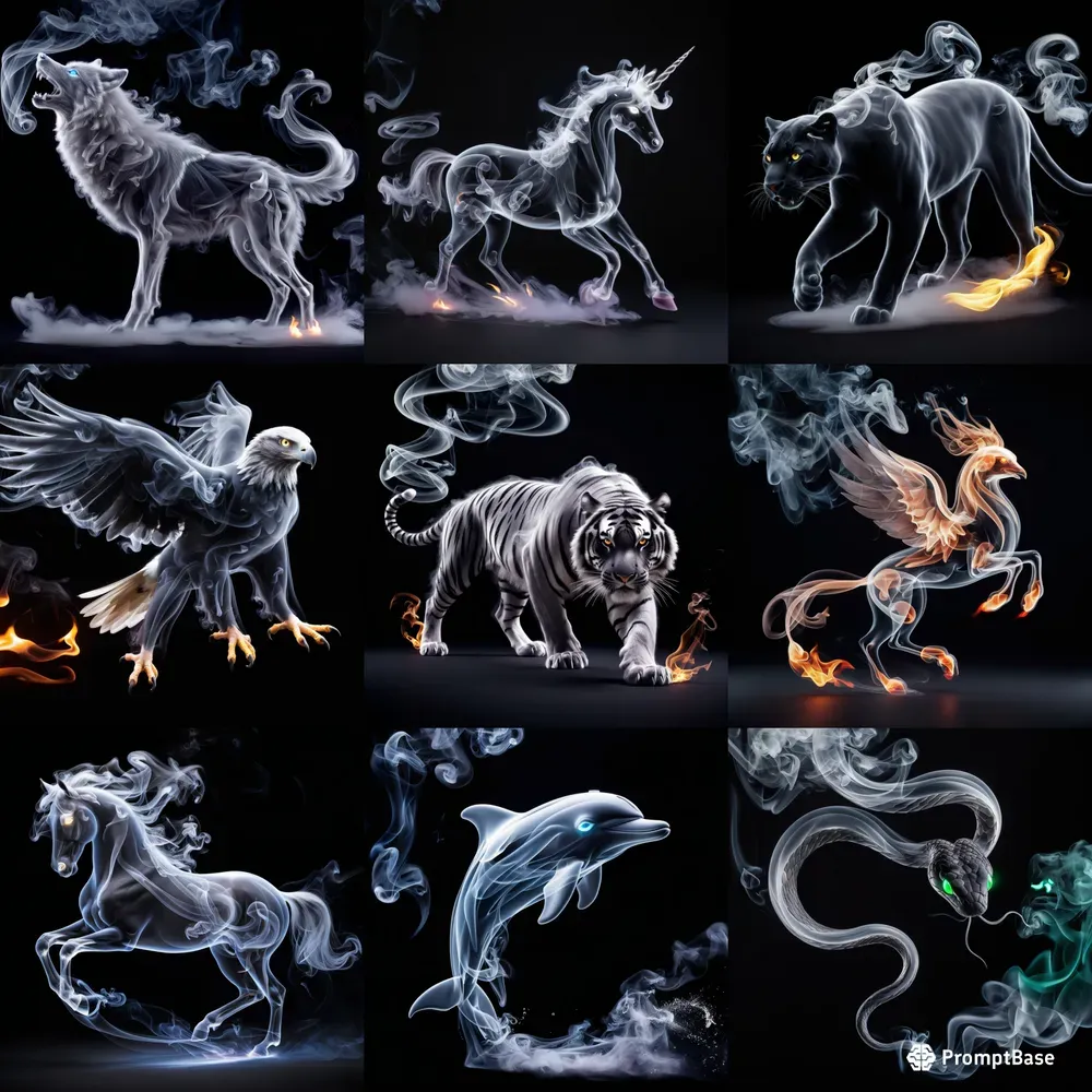 Ethereal Smoke Animal Designs Leonardo Ai Prompt | PromptBase