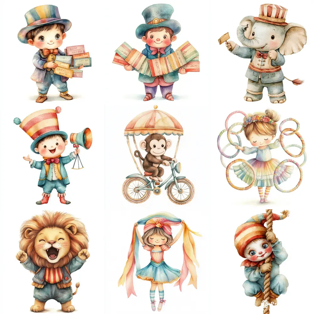 Cute Nursery Circus Clipart Sets Midjourney Prompt | PromptBase