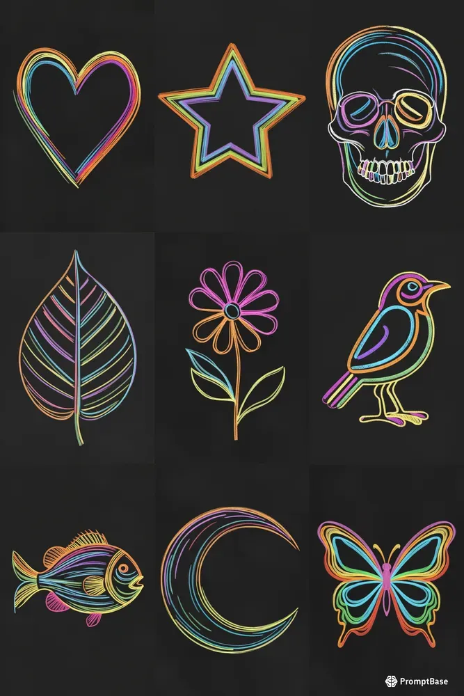 Neon Chalk Line Art Leonardo Ai Prompt | PromptBase