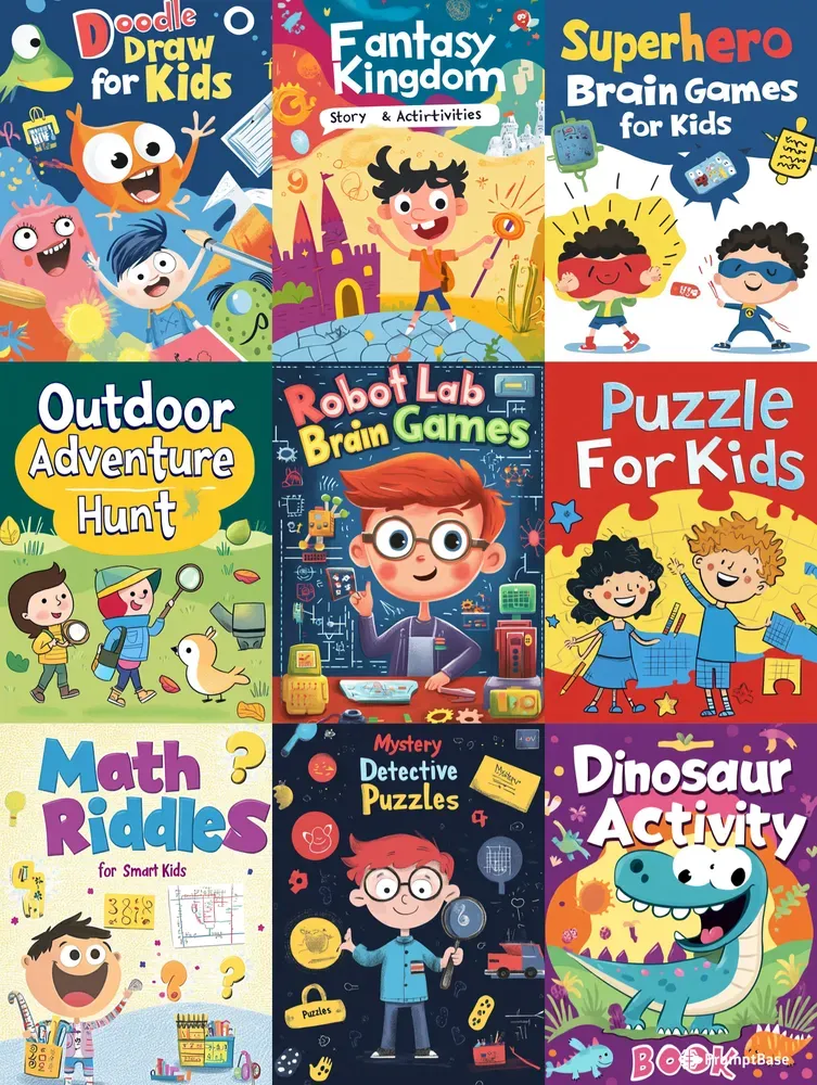 Kdp Super Fun Kids Activity Book Covers Midjourney Prompt | PromptBase