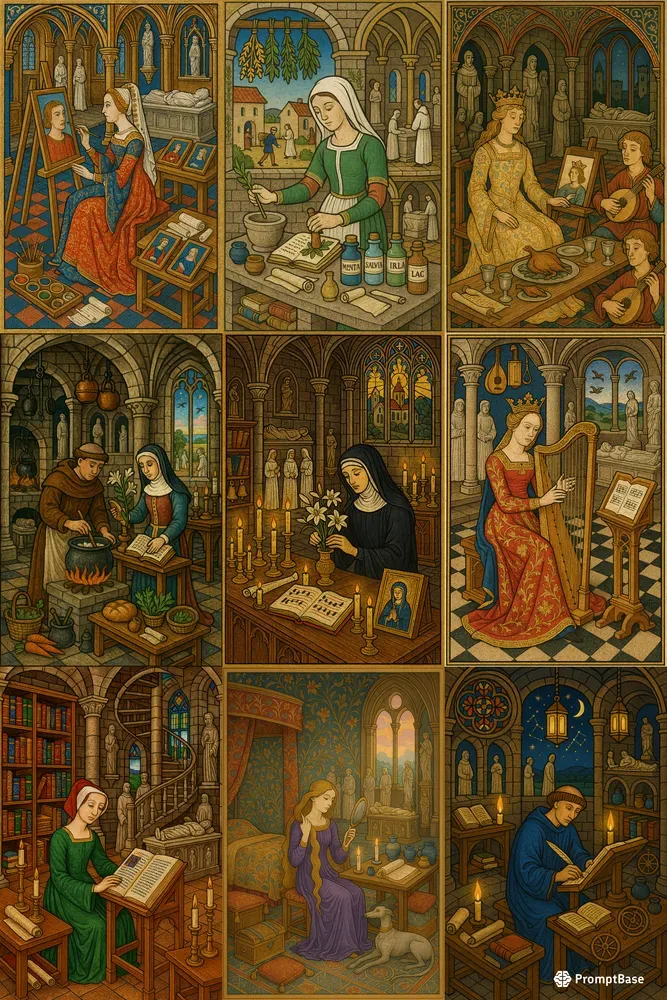 Medieval Manuscript Miniatures ChatGPT Image Prompt | PromptBase