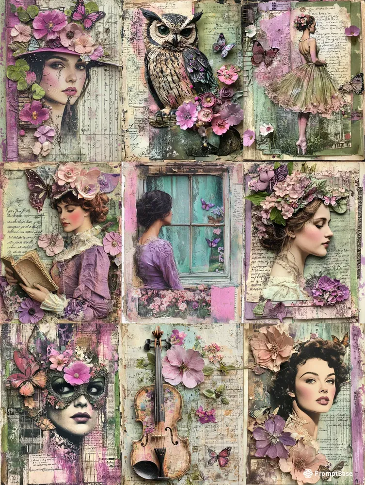 Ethereal Violet Junk Journal Pages Midjourney Prompt | PromptBase