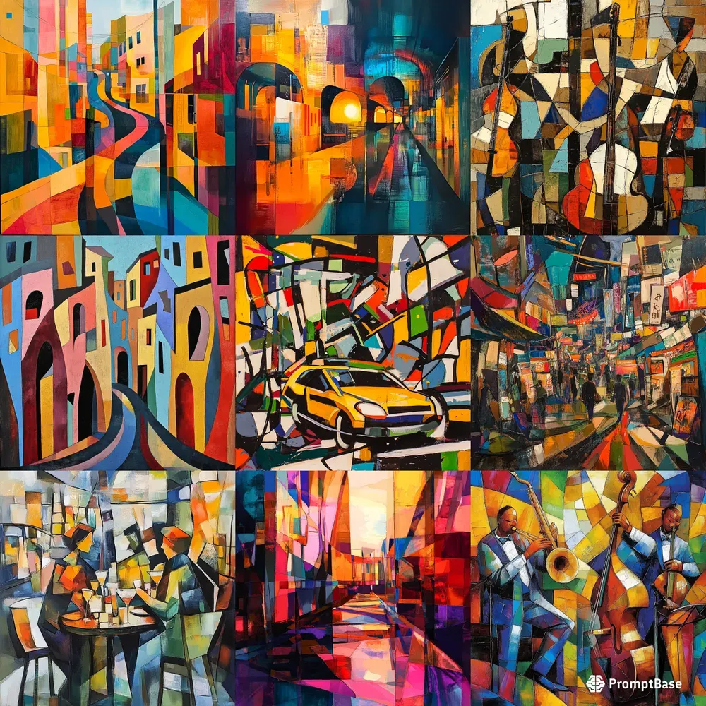 Cubist Street Scenes With Ripple Effects Midjourney Prompt | PromptBase
