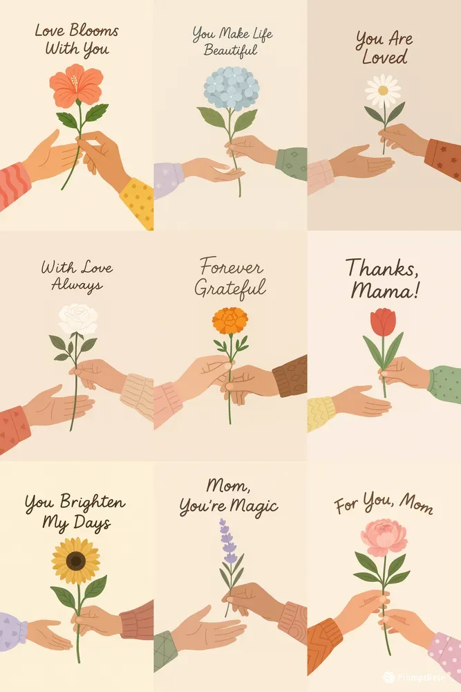Gentle Floral Mothers Day Greeting Cards ChatGPT Image Prompt | PromptBase