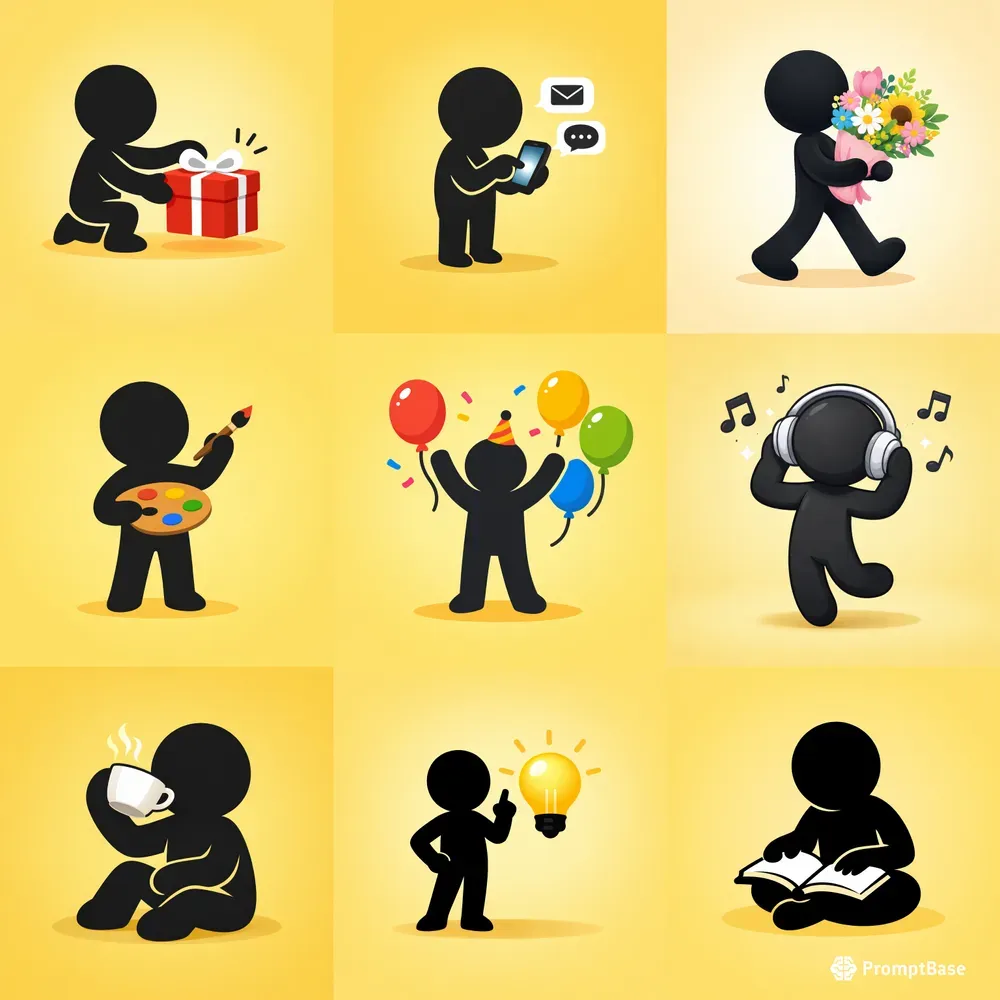Minimal Stick Figure Action Illustrations ChatGPT Image Prompt | PromptBase