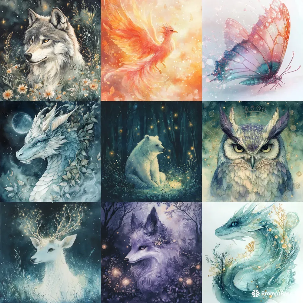 Mythical Creature Watercolor Portraits Midjourney Prompt | PromptBase