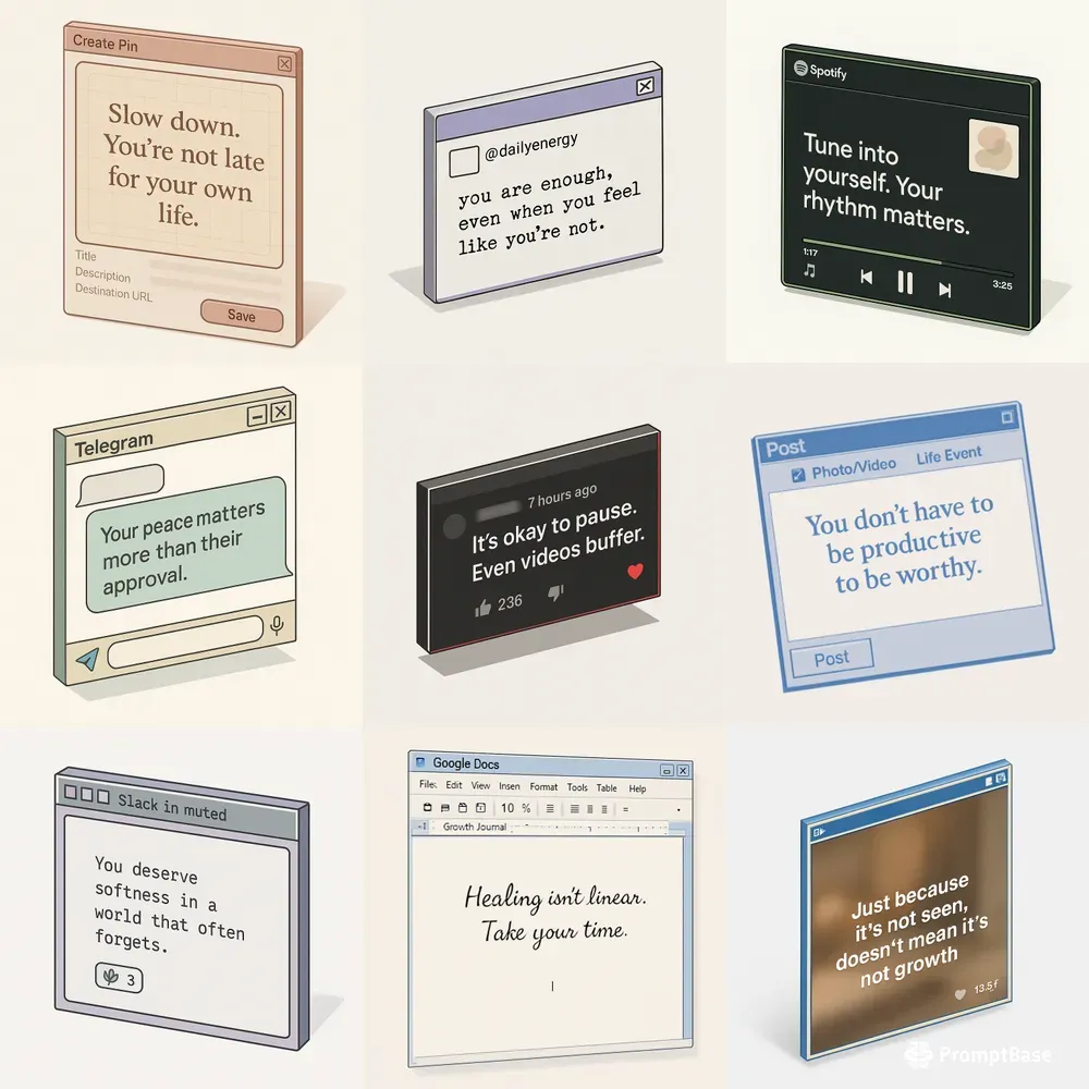 Mindful Ui Quote Poster Sets ChatGPT Image Prompt | PromptBase