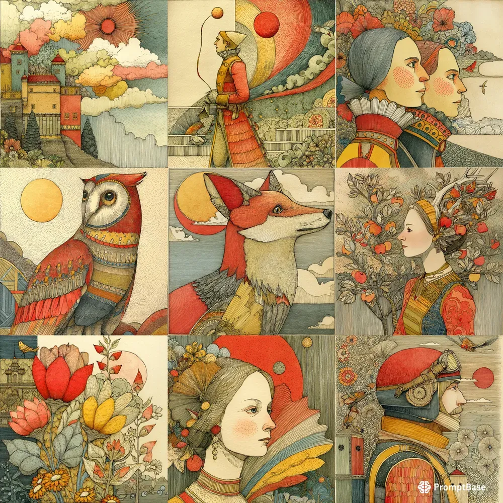 Whimsical Medieval Folk Art Style Midjourney Prompt | PromptBase