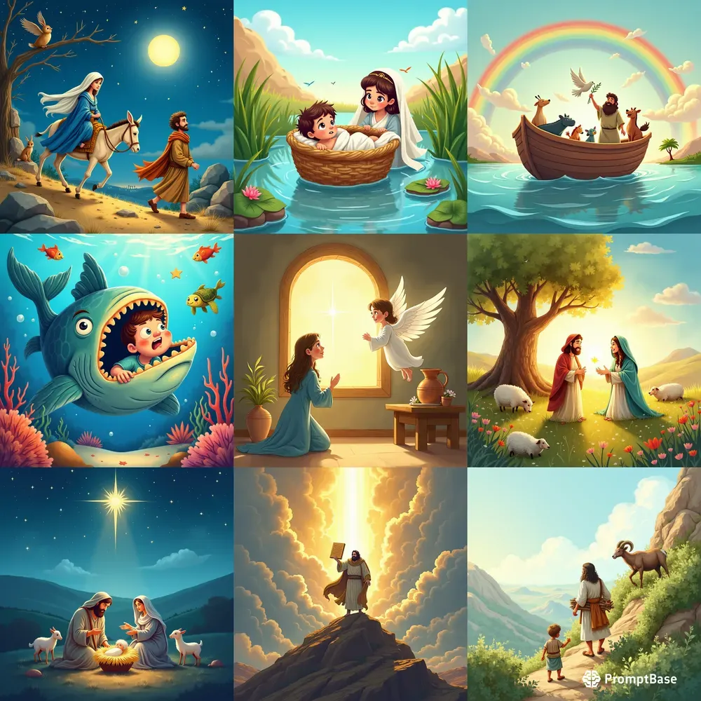 Bible Story Illustrations For Kids FLUX Prompt | PromptBase