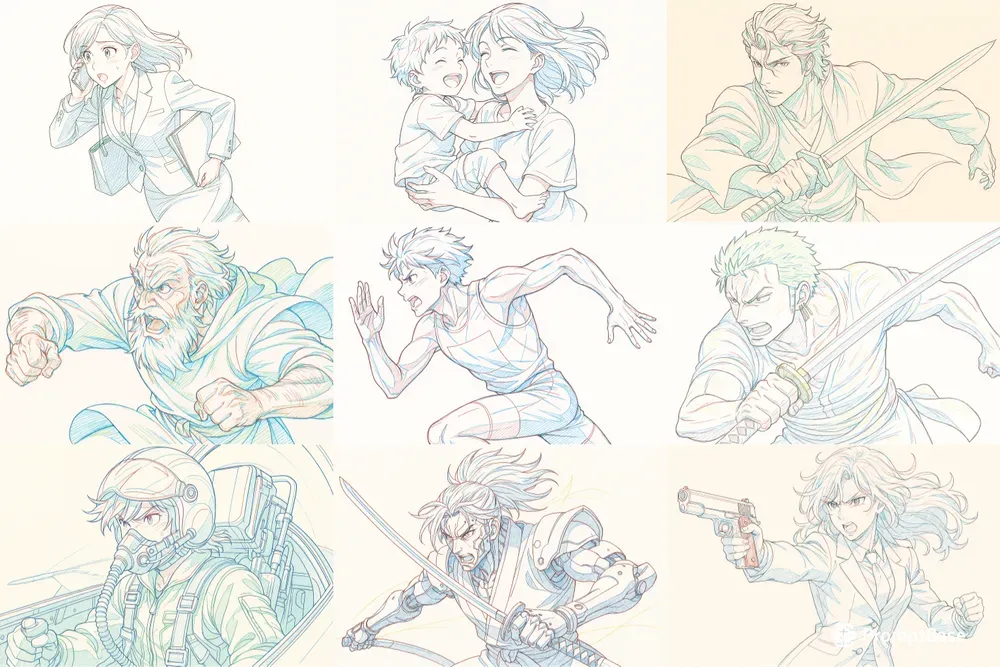 Anime Douga Keyframe Drawings ChatGPT Image Prompt | PromptBase