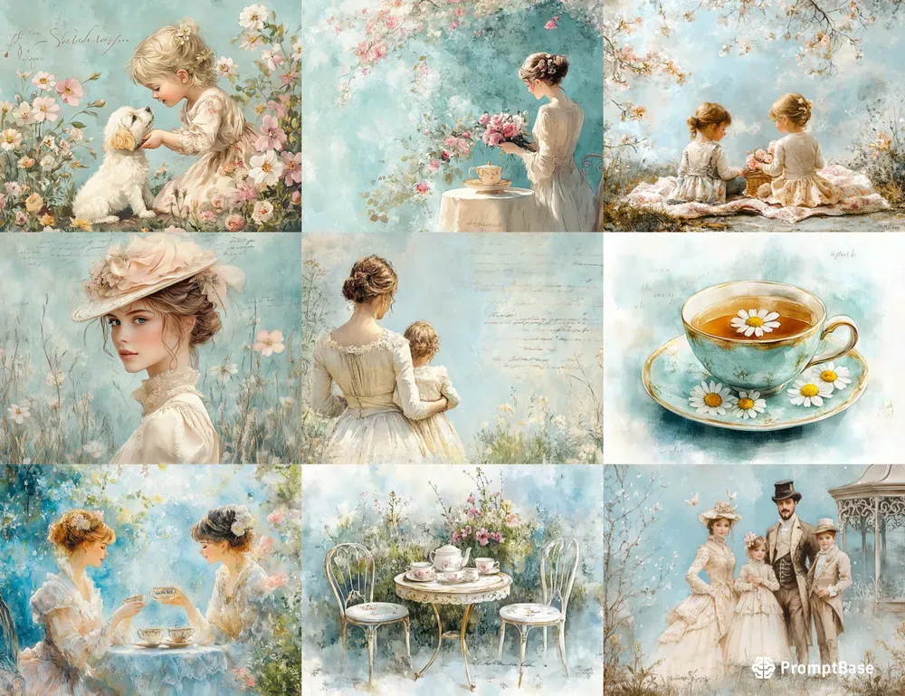 Vintage Spring Garden Party Junk Journals Midjourney Prompt | PromptBase