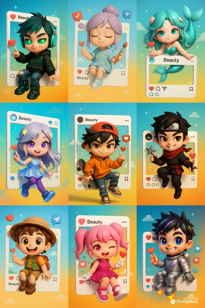 Chibi Social Stars ChatGPT Image Prompt | PromptBase