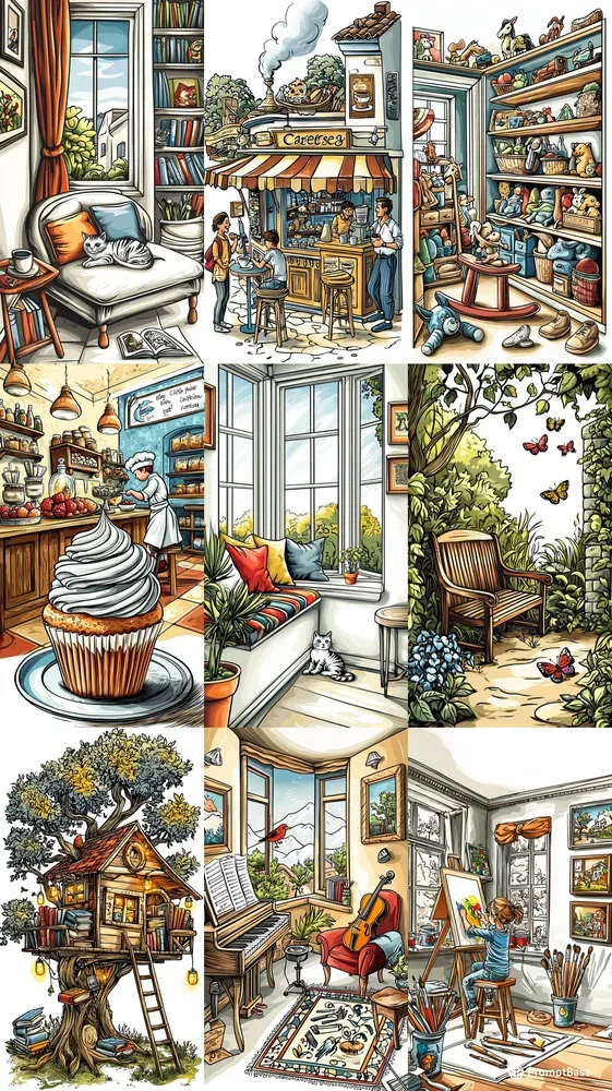 Cozy Isometric Cartoon Corners Midjourney Prompt | PromptBase