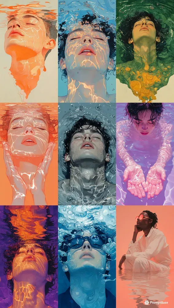 Surreal Water Reflection Portraits Midjourney Prompt | PromptBase
