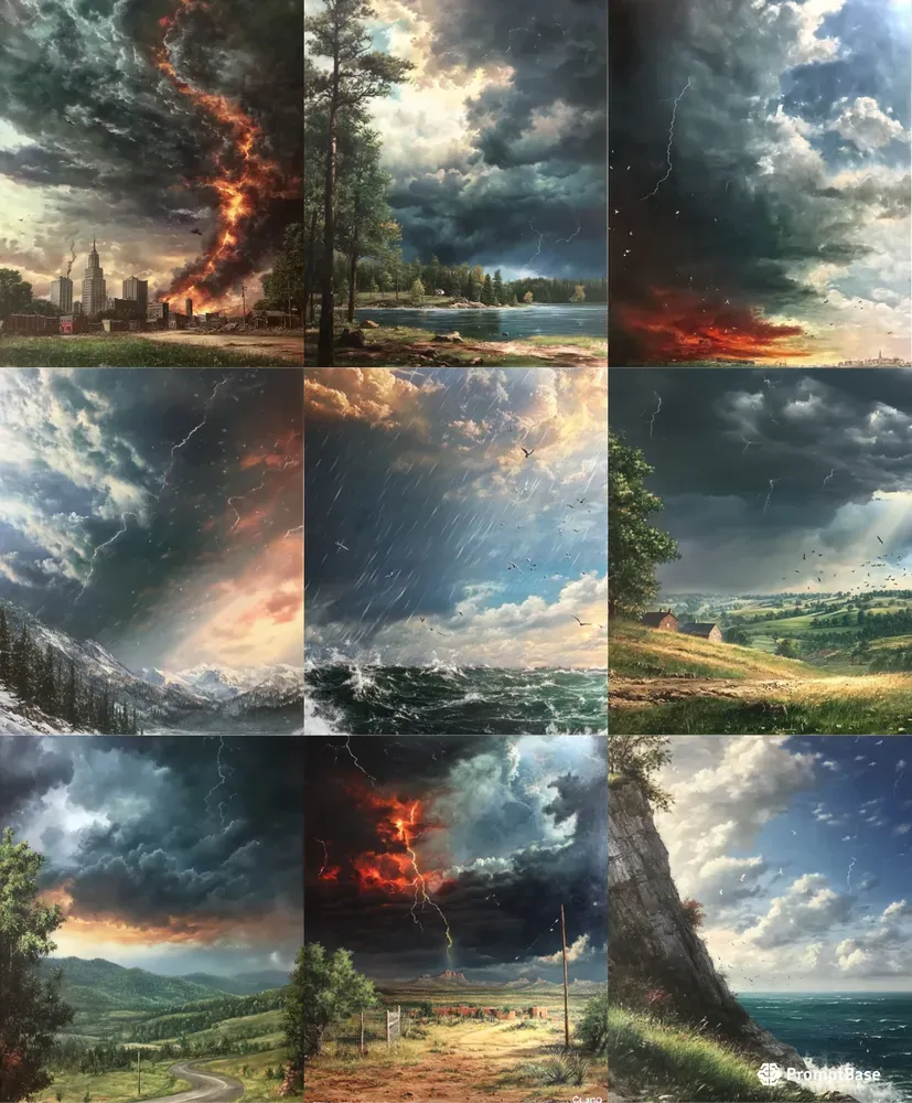 Stormy Sky Oil Paintings Midjourney Prompt | PromptBase