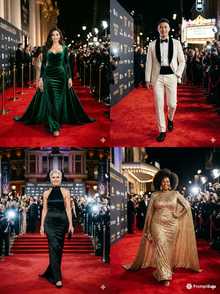 Hyperrealistic Red Carpet Models Gemini Image Prompt | PromptBase