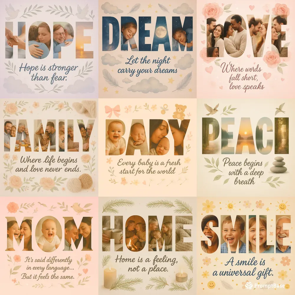 Emotive Typography Collage Posters ChatGPT Image Prompt | PromptBase
