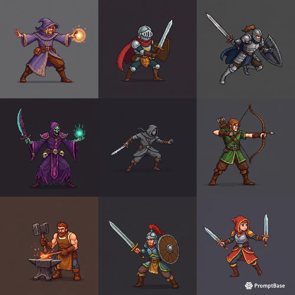 Pixel Art Character Sprites Imagen Prompt Promptbase