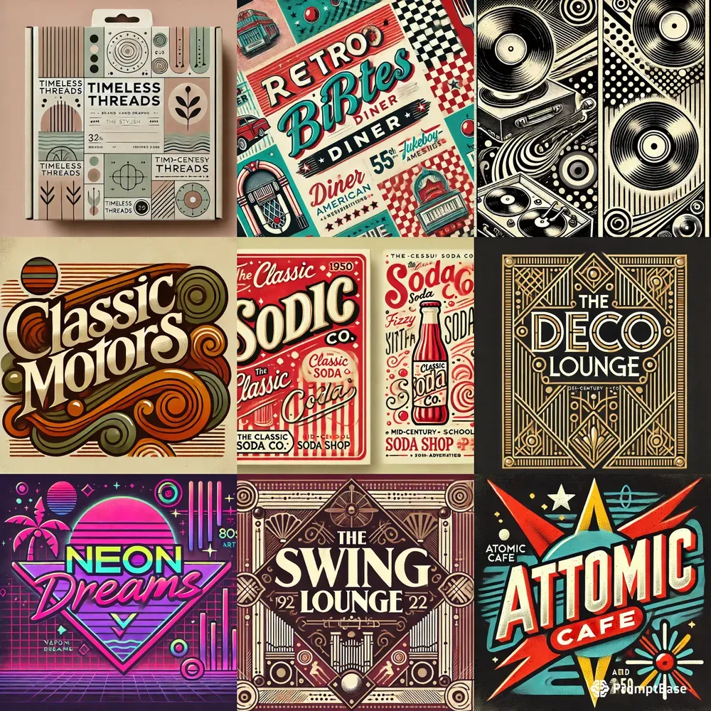 Retro Logo Poster Designs DALL·E Prompt | PromptBase