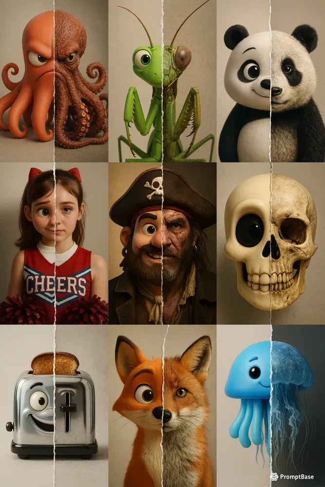 Real Vs Stylized Portraits ChatGPT Image Prompt | PromptBase