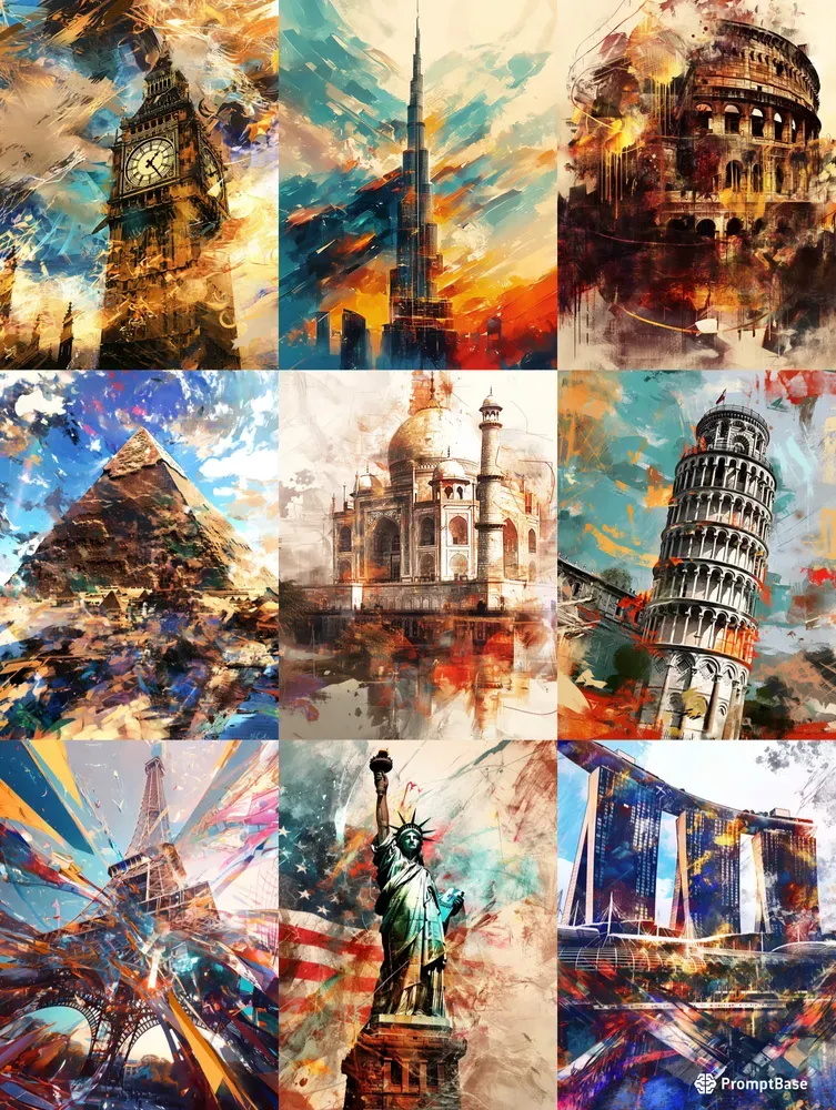 Abstract Art Renderings Of Landmarks Midjourney Prompt | PromptBase