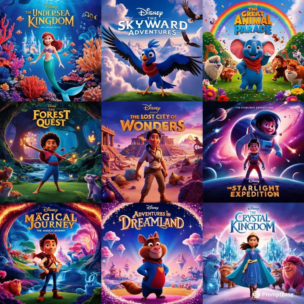 Disney Pixar Style Animated Movie Covers Leonardo Ai Prompt | PromptBase
