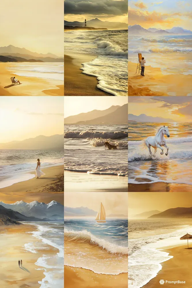 Serenities By The Shores Whispering Waves Midjourney Prompt | PromptBase