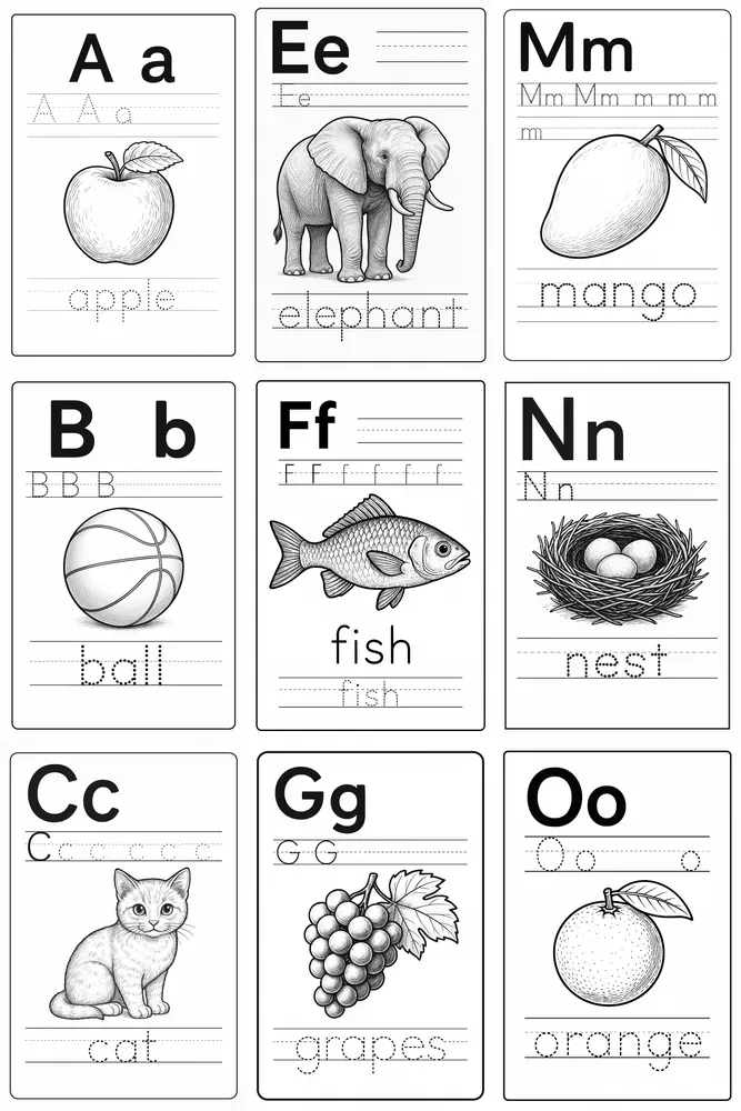 Alphabet Tracing Coloring Worksheets ChatGPT Image Prompt | PromptBase