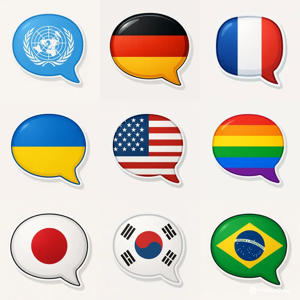 Global Speech Bubble Icons ChatGPT Image Prompt | PromptBase