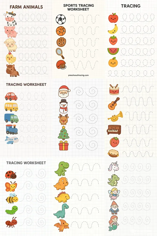 Simple Tracing Worksheets For Preschool ChatGPT Image Prompt | PromptBase