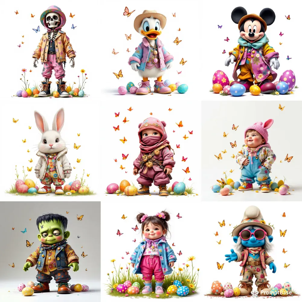 Spring Characters With Easter Aesthetics FLUX Prompt | PromptBase