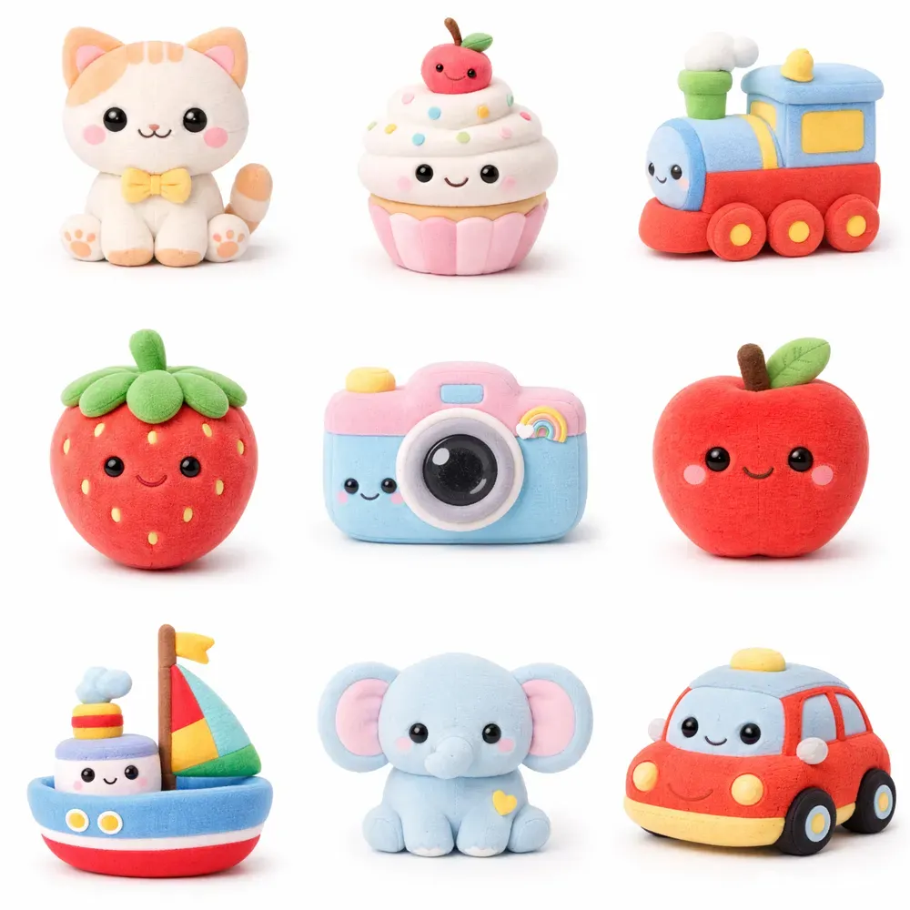 Plush 3D Toy Icons For Kids Brands ChatGPT Image Prompt | PromptBase