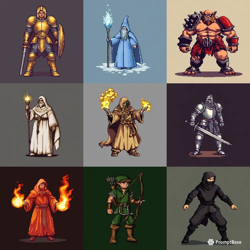 Retro Pixel Rpg Fantasy Sprites Midjourney Prompt | PromptBase