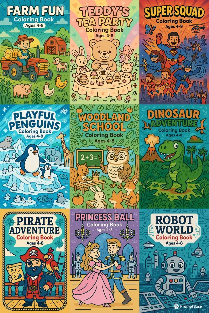 Amazon Kdp Coloring Book Cover For Kids ChatGPT Image Prompt | PromptBase