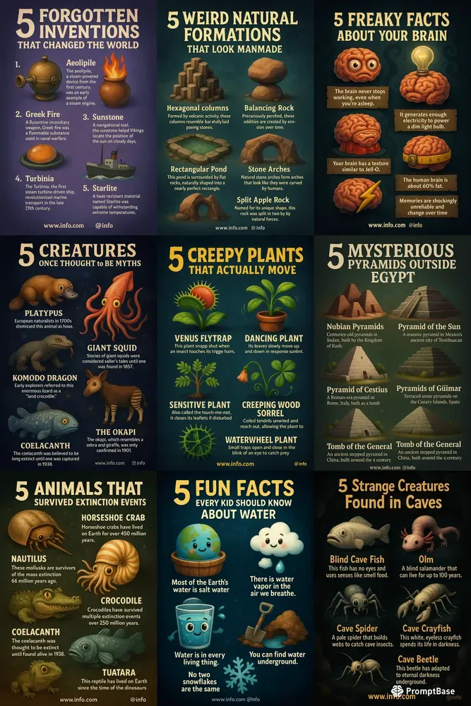 Instant 5 Facts Infographic Posters ChatGPT Image Prompt | PromptBase