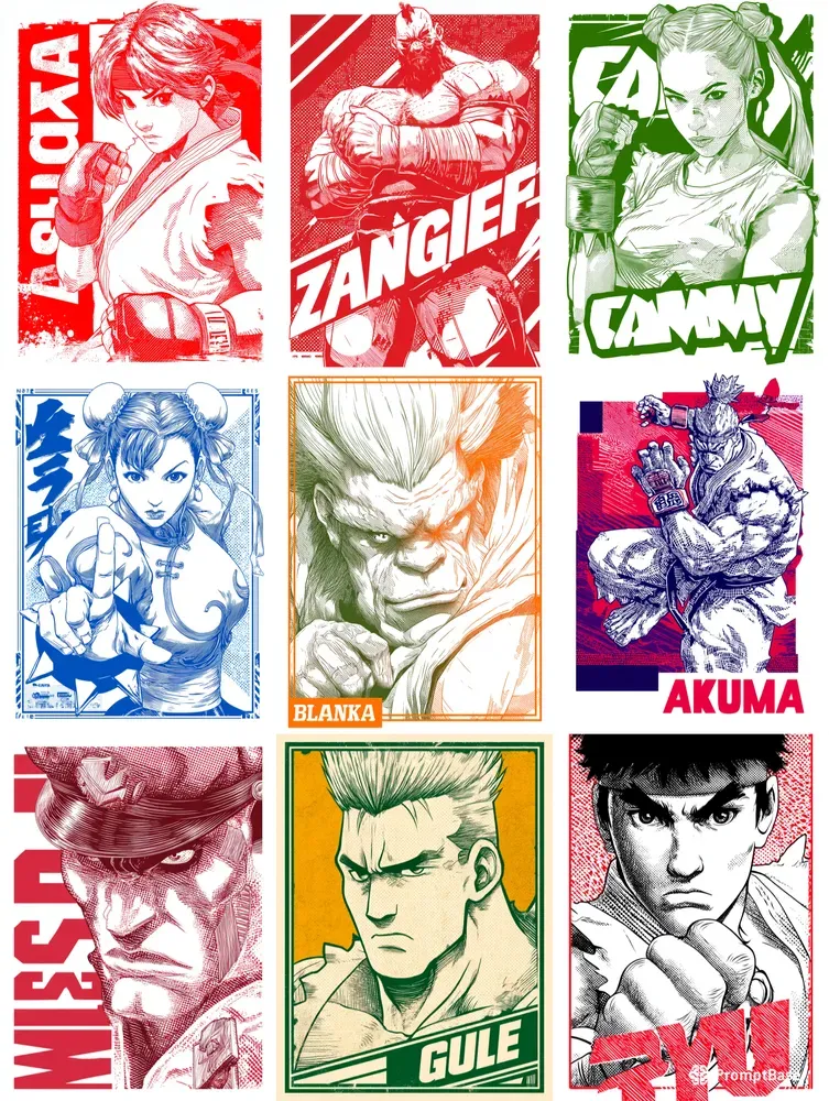 Street Fighter Vector Illustrations Midjourney Prompt | PromptBase