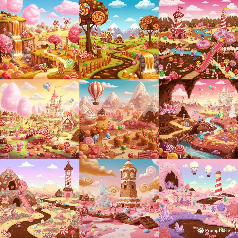 Simple And Whimsical Candy Land Art Imagen Prompt | PromptBase