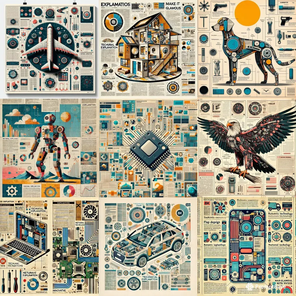 Future Tech Collage Manuals DALL·E Prompt | PromptBase