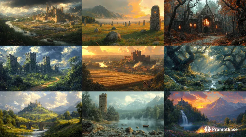 Epic Medieval Fantasy Landscapes Midjourney Prompt | PromptBase