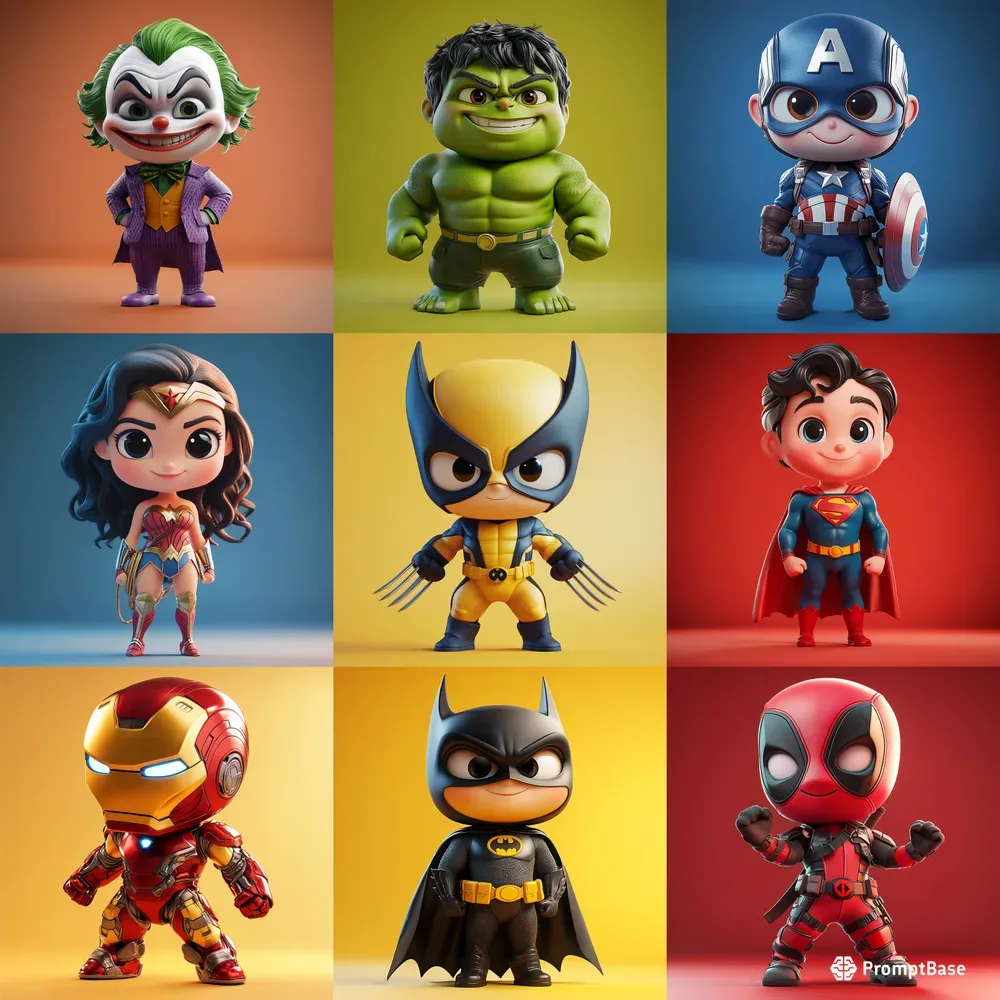 Cute Pixar 3D Superheroes Midjourney Prompt | PromptBase