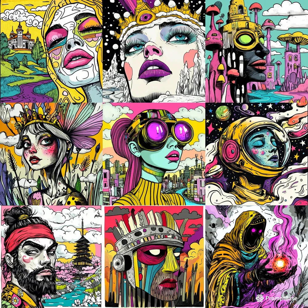 Trippy Surreal Comic Book Drawings Midjourney Prompt | PromptBase