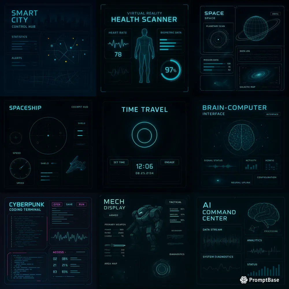 Futuristic Ui Dashboards Collections ChatGPT Image Prompt | PromptBase