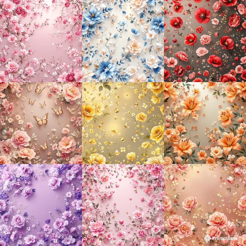 Seamless Floral Color Wallpaper Designs FLUX Prompt | PromptBase