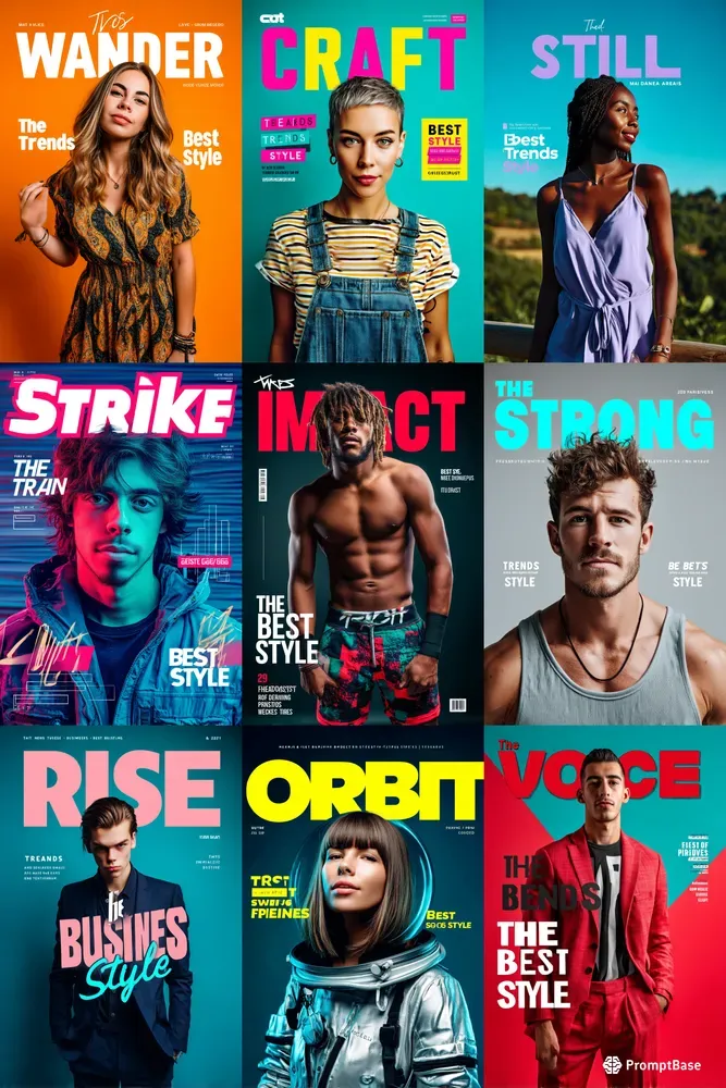 Trendy Magazine Cover Visual Concepts Midjourney Prompt | PromptBase