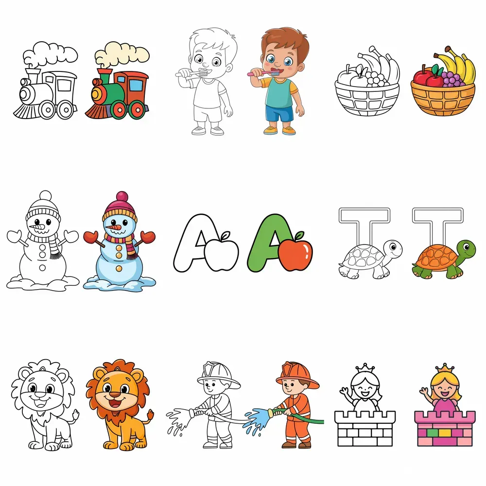 Twosided Coloring Pages Ideogram Prompt | PromptBase