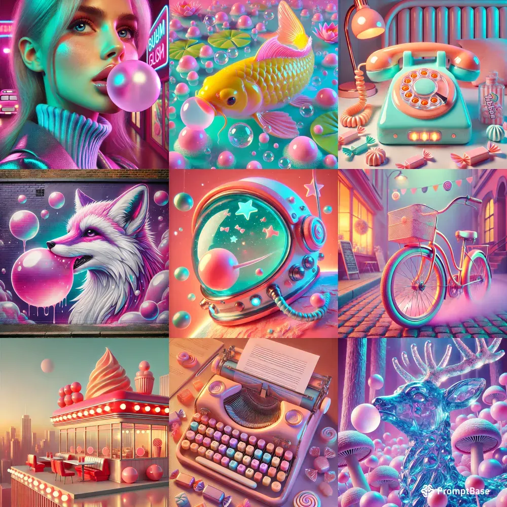 Bubblegum Pop Visuals DALL·E Prompt | PromptBase