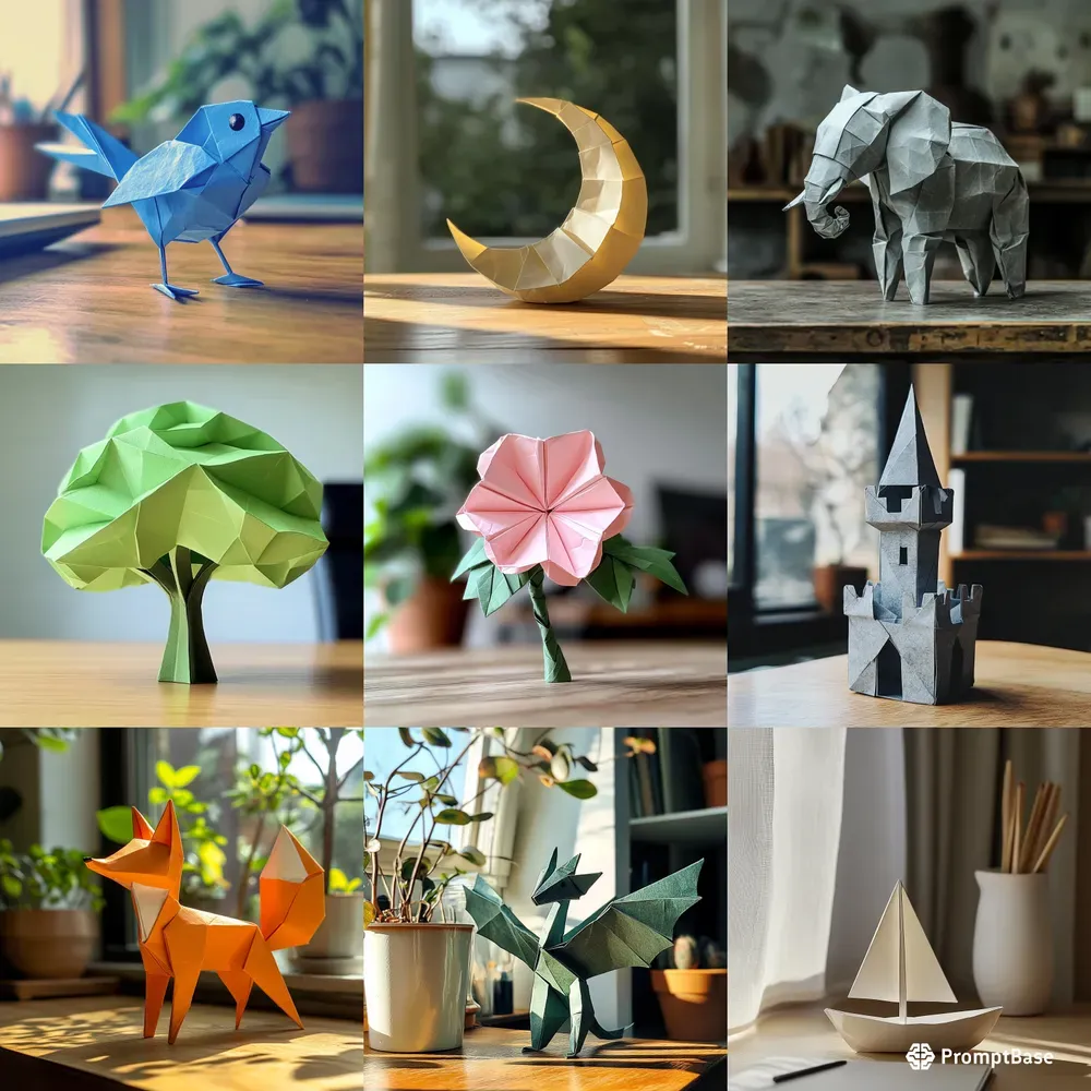 Minimal Origami Forms Midjourney Prompt | PromptBase