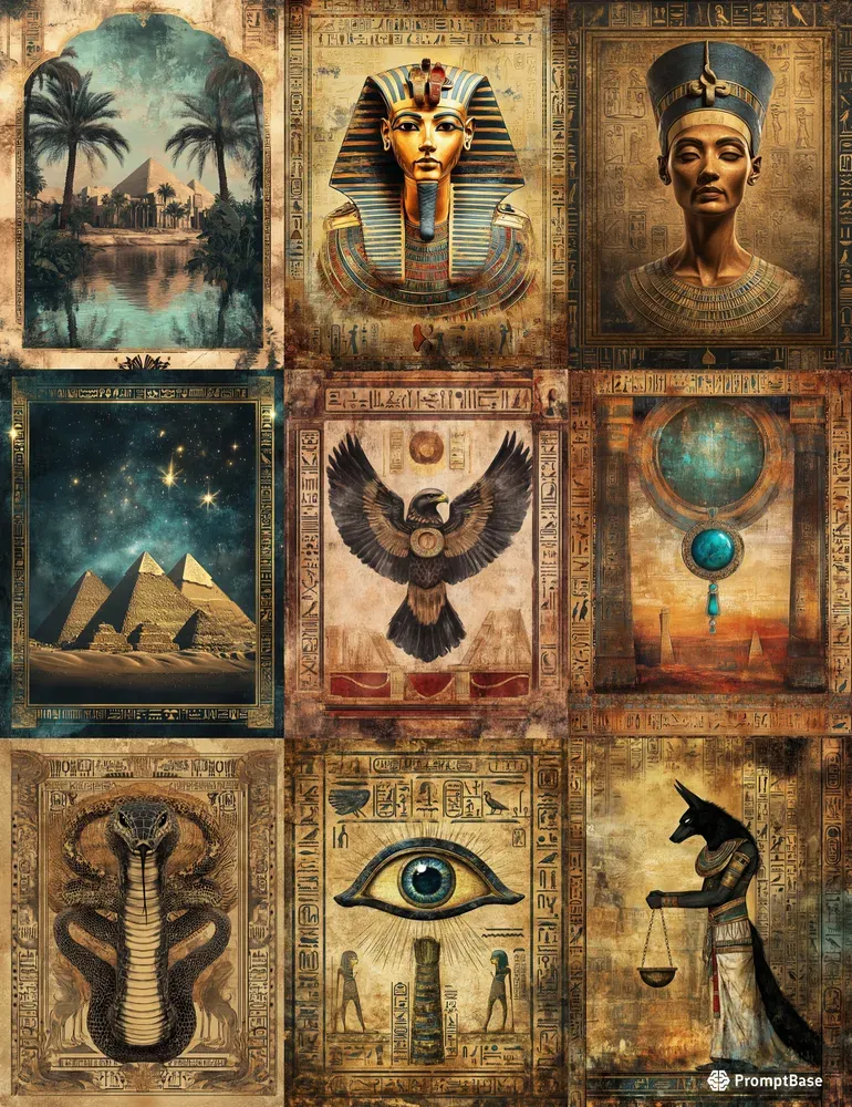 Gold Ancient Egypt Junk Journal Kits Midjourney Prompt | PromptBase