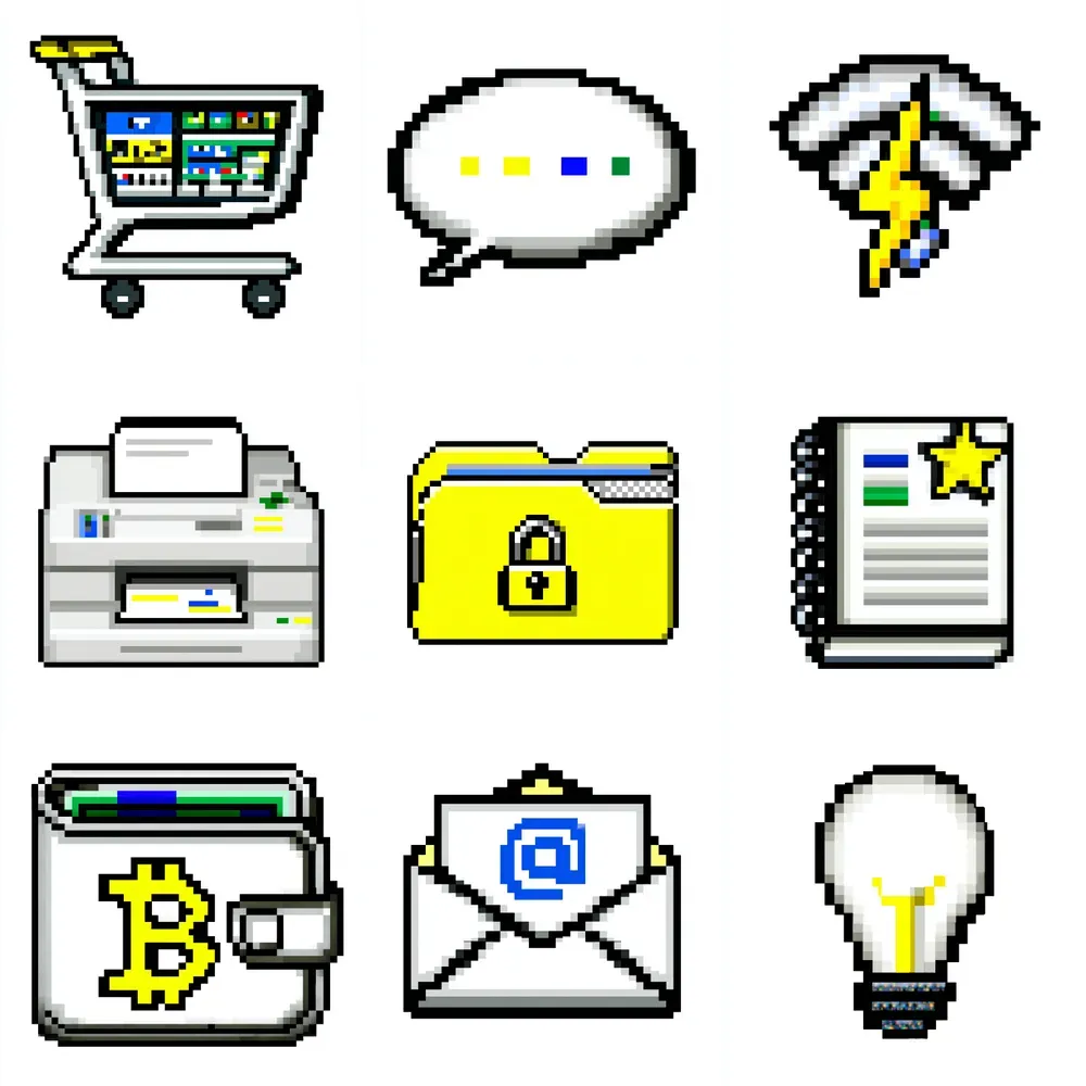 Logo Icons Windows 95 Style Midjourney Prompt | PromptBase